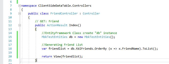 Using jQuery DataTable With ASP.NET MVC Client Side
